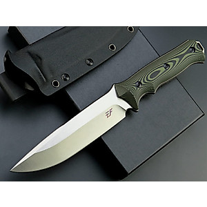 Eafengrow EF128 Fixed Blade Knife DC53 Steel Blade, Two Tone G10 Handle Full Tang Fixed Knifes Straight Knife for Working Camping Hunting Adventure Field EDC Tool Knife(Silver)