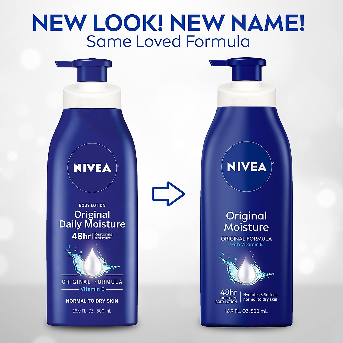 NIVEA Original Moisture Body Lotion with Vitamin E, Body Lotion for Dry Skin, 16.9 Fl Oz Pump Bottle