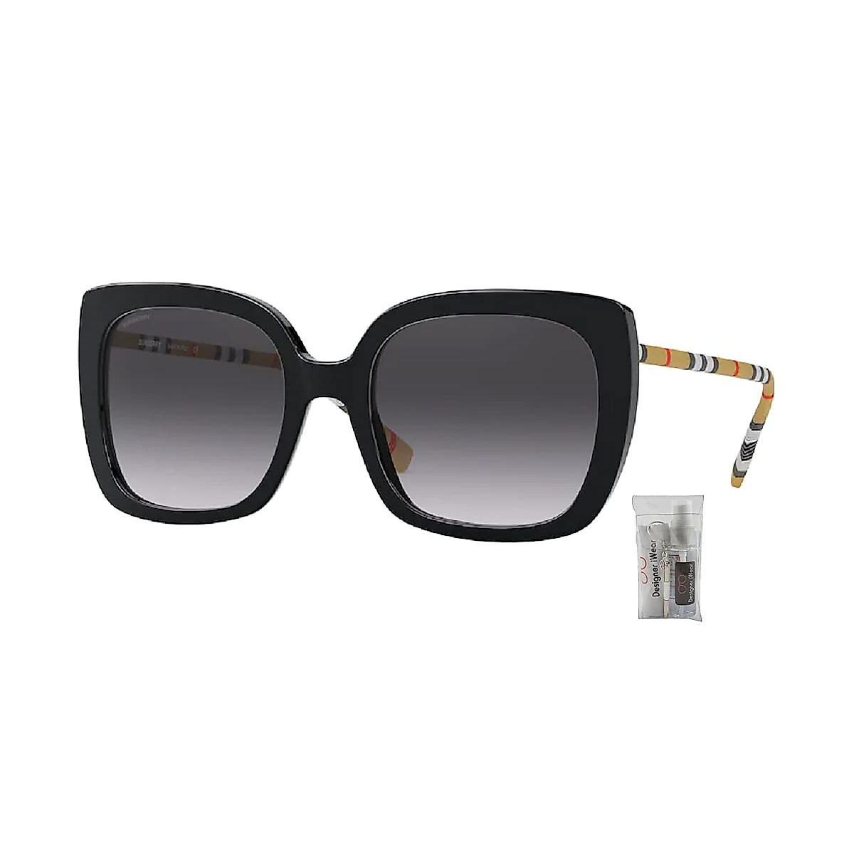 BURBERRY BE4323 38538g 54MM Black/Grey Gradient Square Sunglasses for Women+ BUNDLE with Designer iWear Eyewear Kit