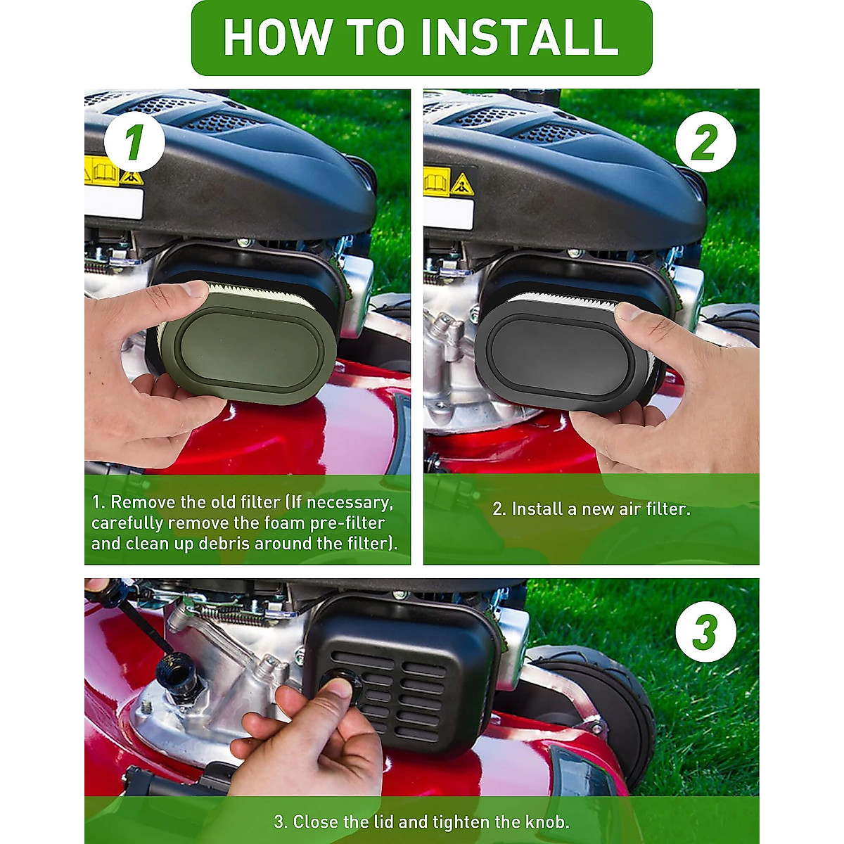 593260 Air Filter, 798452 334404 Air Cleaner Cartridge Filter, 2PCS Walk Behind Lawn Mower Air Fliter with 1PCS Spark Plug for 4247 5432 5432k 09P00 09P702 550E 500EX 550EX 625 575EX