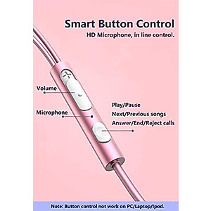 TXHUTSOG Rose Gold Earbuds, Wired in Ear Headphones, Stereo Bass Earphones with Micphone, Sport Running Headphones with Volume Control, Women Earphones Compatible with Smartphones Mp3 Tablet Laptop