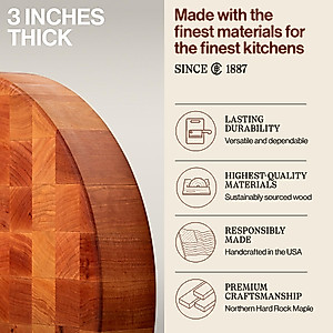 John Boos Block CCB183-R Classic Collection Maple Wood End Grain Round Chopping Block, 18 Inches Round x 3 Inches