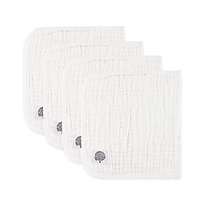 Parker Baby Muslin Cotton Burp Cloths - 5 Pack Large Cotton Burping Clothes for Boys, Girls, Unisex (White)