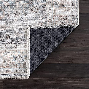 Bloom Rugs Caria Washable Non-Slip 9x12 Rug - Ocean Blue/Brick Area Rug for Living Room, Bedroom, Dining Room and Kitchen - Exact Size: 9' x 12'