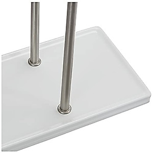 Amazon Basics Double-T Hand Towel and Accessories Stand, Nickel/White