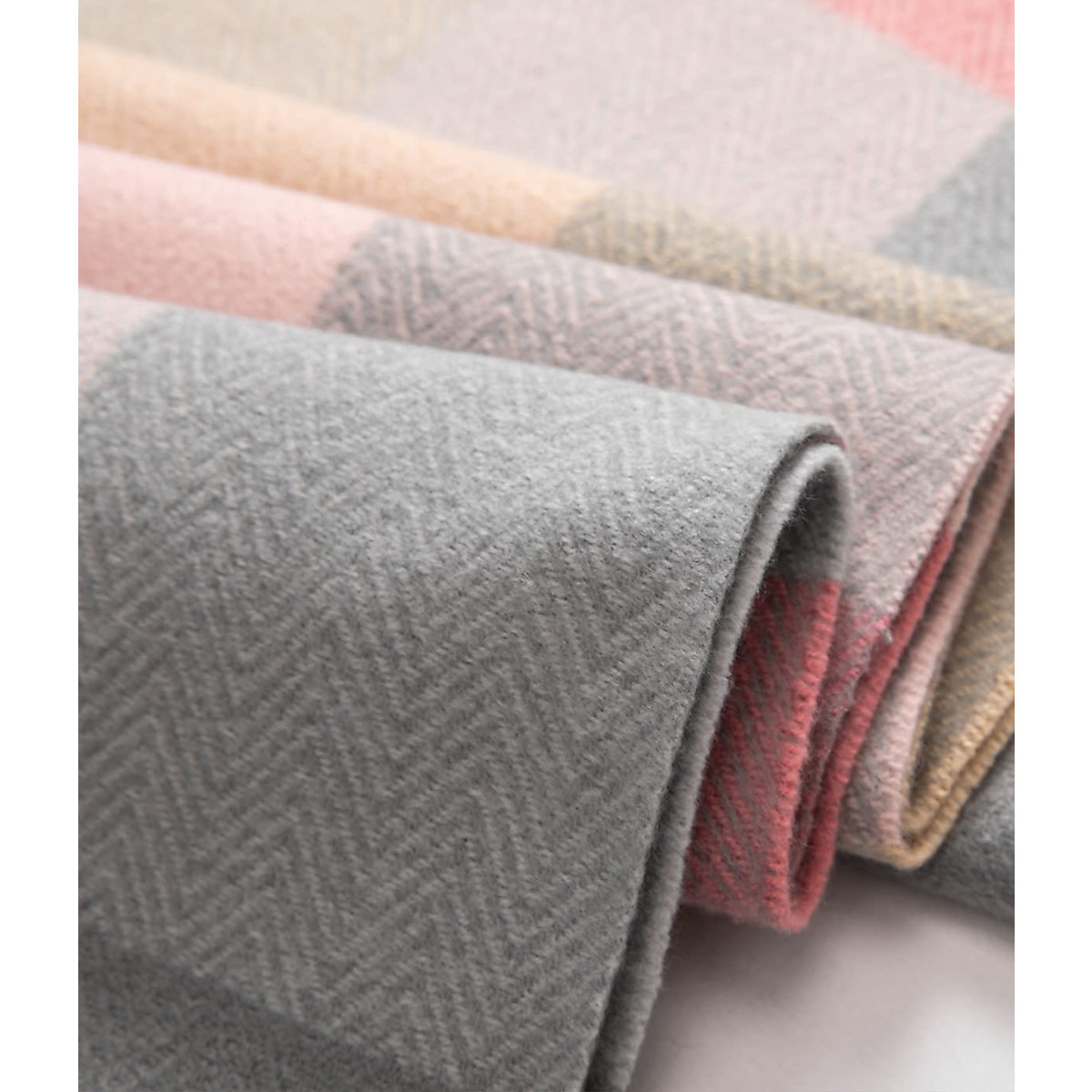 Villand Women's Wool Scarf - Cashmere Feel Winter Warm Checked Scarves for Women, Large Soft Thick Shawls and Wraps with Gift Box (Lilac Check)