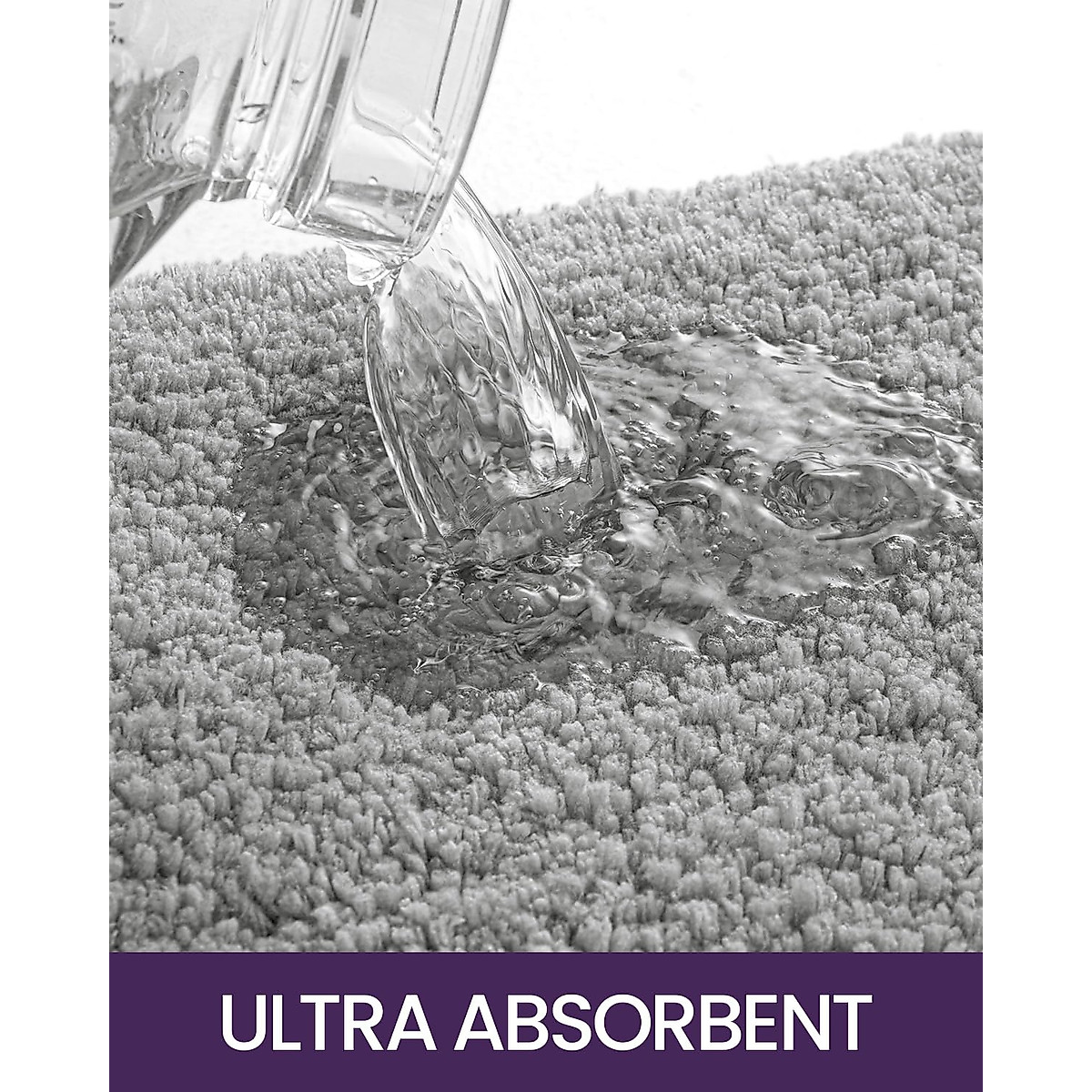 DEXI Bathroom Rug Mat, Extra Soft and Absorbent Bath Rugs, Washable Non-Slip Carpet Mat for Bathroom Floor, Tub, Shower Room, 24"x16", Grey