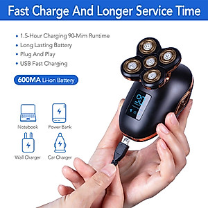 Electric Razor for Men,Plusdot 5D Wet Dry Electric Rotary Shaver Waterproof Grooming Kit,Men's Beard Trimmer 5 in 1 USB Rechargeable Cordless Bald Head Shaver Smooth Hair Trimmer