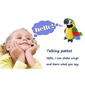 Vincilee Talking Parrot Repeat What You Say Mimicry Pet Toy Plush Interactive Toys Buddy Parrot for Children Gift,4.3 x 8.7inches(Green)