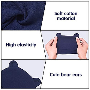 6 Pieces Newborn Baby Hat Bear Ears Infant Caps Baby Boy Girl Toddler Hats Infant Beanie Caps for 0-3 Months (Black White, Black, Navy Blue, Black Gray, Gray, White)