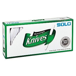 SOLO Cup Company - Heavyweight Plastic Cutlery, Knives, White, 7 in, 500/Carton 827271 (DMi CT