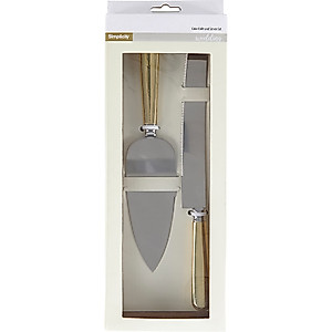 Simplicity Stainless Steel Cake Knife and Server Petals for Weddings and Other Celebrations, 10" and 12" L, Multicolor, 2 Piece