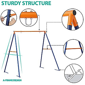 SUPER DEAL Heavy Duty Swing Frame Extra Large Full Steel All Weather A-Frame Swing Stand with Ground Stakes, 72" Height 87" Length Fits for Most Swings, Fun for Kids Outdoor Backyard, 440lbs