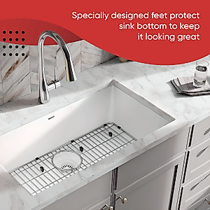 27-1/2" x 13-1/2" x 1-1/4" Sink Protectors for Kitchen Sink - Sink Bottom Grid - Stainless Steel Sink Protector - Sink Grate for Bottom of Kitchen Sink - Kitchen Sink Rack