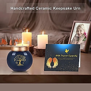 Small Keepsake Cremation Urn for Human Ashes, Ceramic Small Urns for Ashes Adult Male or Female, Memorial Urn for Sharing Adult Pet Cat and Dog Ashes