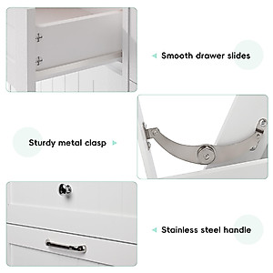 Betterhood Double Tilt Out Trash Cabinet with Power Outlet, 10 Gallon Trash Cabinet with Storage,Pet Proof Trash Can with 2 AC & USB Sockets for Kitchen,Living Room (White)