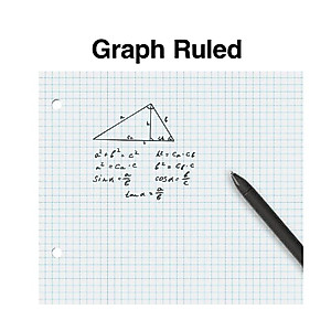 1InTheOffice Binder Graph Paper, 3 Hole Small Graph Paper, 8x10.5 White, 160 Sheets/Pack