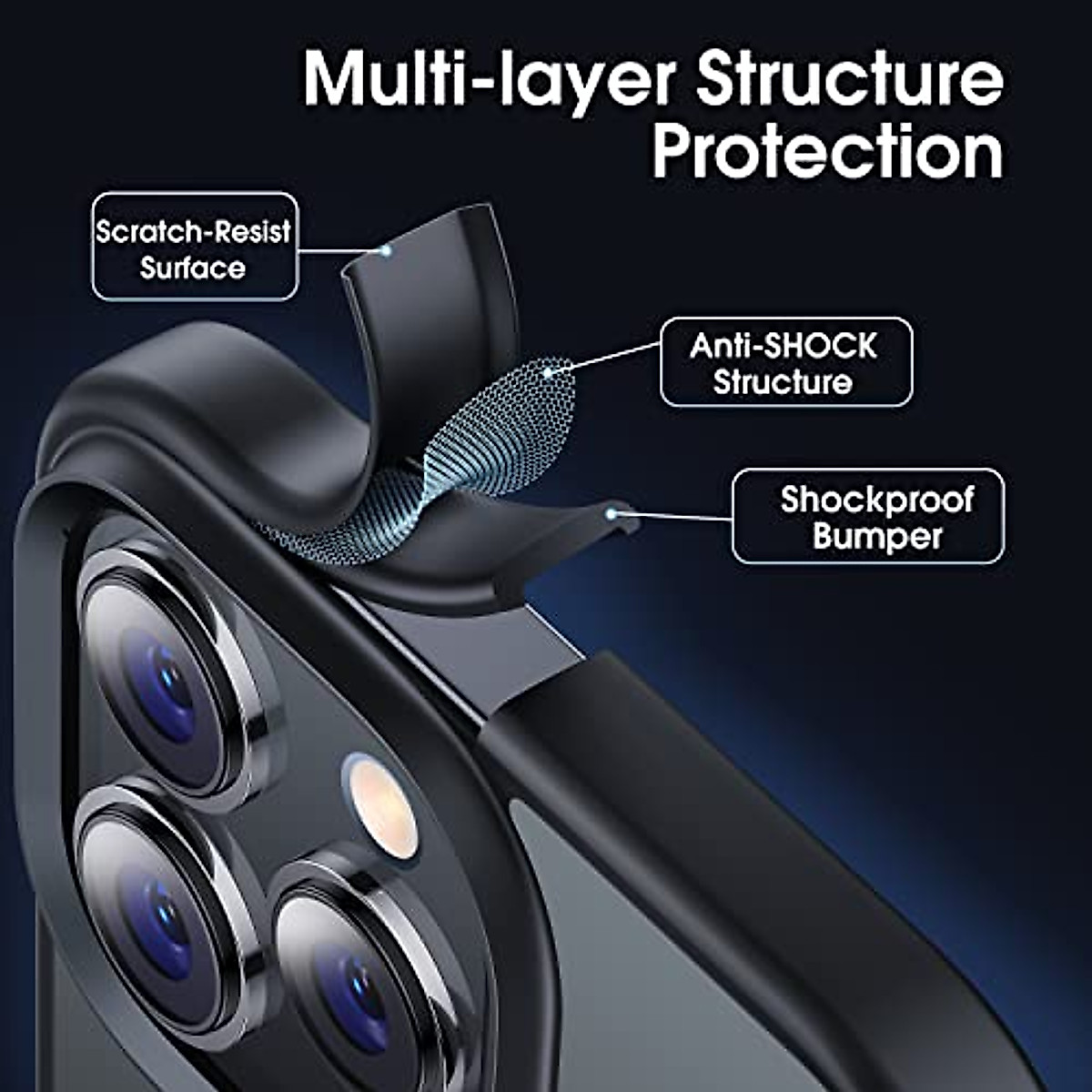 CASEKOO [SGS Tested] Newly Matte Shockproof Designed for iPhone 14 Pro Case [10FT Mil-Grade Protection] Anti-Fingerprints & Anti-Scratch Durable Translucent Back Anti-Slip Frame, Black