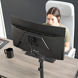 VIVO Single Monitor Arm Desk Mount, Holds Screens up to 32 inch Regular and 38 inch Ultrawide, Fully Adjustable Stand with C-Clamp and Grommet Base, VESA 75x75mm or 100x100mm, Black, STAND-V001