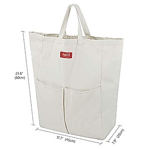 Pack of 2, 100% Breathable Cotton Canvas Laundry Backpack with Drawstring Closure, Laundry Bags with Shoulder Straps & 2 Handles, Washable in Machine & Dryer