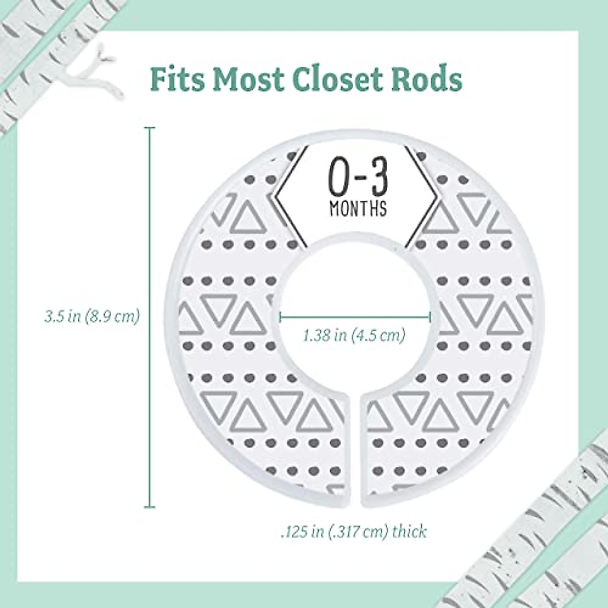 Baby Nest Designs Closet Dividers for Baby Clothes [Unisex Boho] - 7X Baby Clothing Size Age Dividers from Newborn Infant to 24 Months - Boho Baby Clothes Dividers and Nursery Closet Organizer