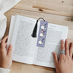 FIVE ELEPHANT Cat Christmas Hat Funny Inspirational Bookmark, Reader Gifts, Reading Gifts, Gift for Book Lover Writers Friend