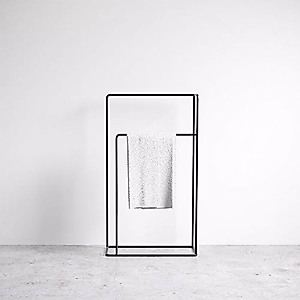Towel Holder Stand Floor Standing Towel Rack for Bathrooms with 2 Towel Rails Modern Black Freestanding Shelf Storage Metal with Rust-Resistant Finish for Bath Towels and More