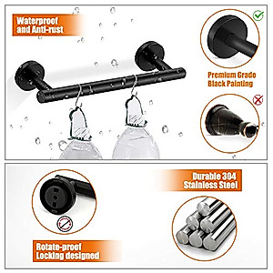 Tudoccy 5-Pieces Matte Black Bathroom Hardware Set SUS304 Stainless Steel Round Wall Mounted - Includes 16" Hand Towel Bar, Toilet Paper Holder, 3 Robe Towel Hooks,Bathroom Accessories Kit
