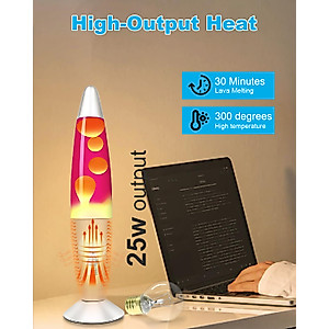 Lava Lamp Bulb 25 Watt, E17 Intermediate Base 6 Packs The Lava Original Replacement Bulb for 14.5-Inch Lava Lamp, Soft Warm White Glow, Long Life, High Temp Resistance, High-Output Heat S11 Bulb