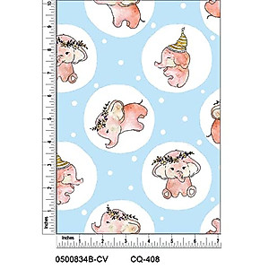 Texco Inc 100% Combed Quilting Prints Craft Cotton Apparel Home/DIY Fabric, Pink Blue Green 2 Yards