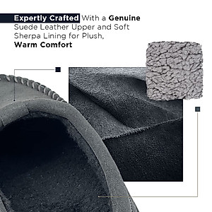 Clarks Men's Open Back Suede Sherpa Lined Clog Slippers, JMH2062 - Indoor/Outdoor Slip-Ons - Comfy & Durable Slides with Soft Plush Lining Cushioned Footbed & Gripped Rubber Outsoles (11 M US,Black)