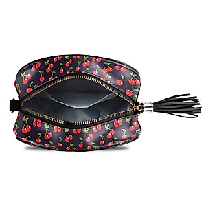 ALAZA PU Leather Small Crossbody Bag Purse Wallet Cherry Red Cell Phone Bags with Adjustable Chain Strap & Multi Pocket