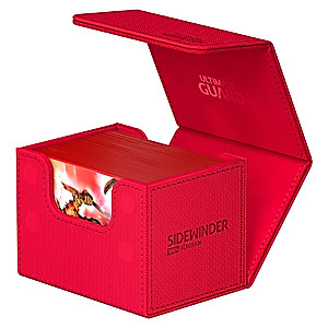 Ultimate Guard Sidewinder 100+, Deck Box for 100 Double-Sleeved TCG Cards, Red, Magnetic Closure & Microfiber Inner Lining for Secure Storage