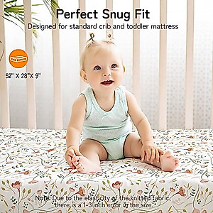 besrey 2 Packs Crib Sheets Fitted for Baby Boy and Girl, with a Storage Bag, Jersey Knit Cotton Baby Crib Sheet for Standard Crib Mattress & Toddler Bed Mattress(Flower Style)