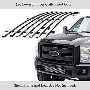 APS Compatible with Ford F-250 F-350 F-450 F-550 SD 2011-2016 Lower Bumper Stainless Steel Polished Chrome 8x6 Horizontal Billet Grille Insert F66829A