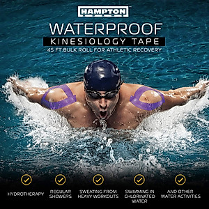 (135 Feet) Bulk Kinesiology Tape Waterproof Roll Sports Therapy Support for Knee, Muscle, Wrist, Shoulder, Back / Original Uncut Premium Therapeutic Elastic & Hypoallergenic Cotton - (Purple)