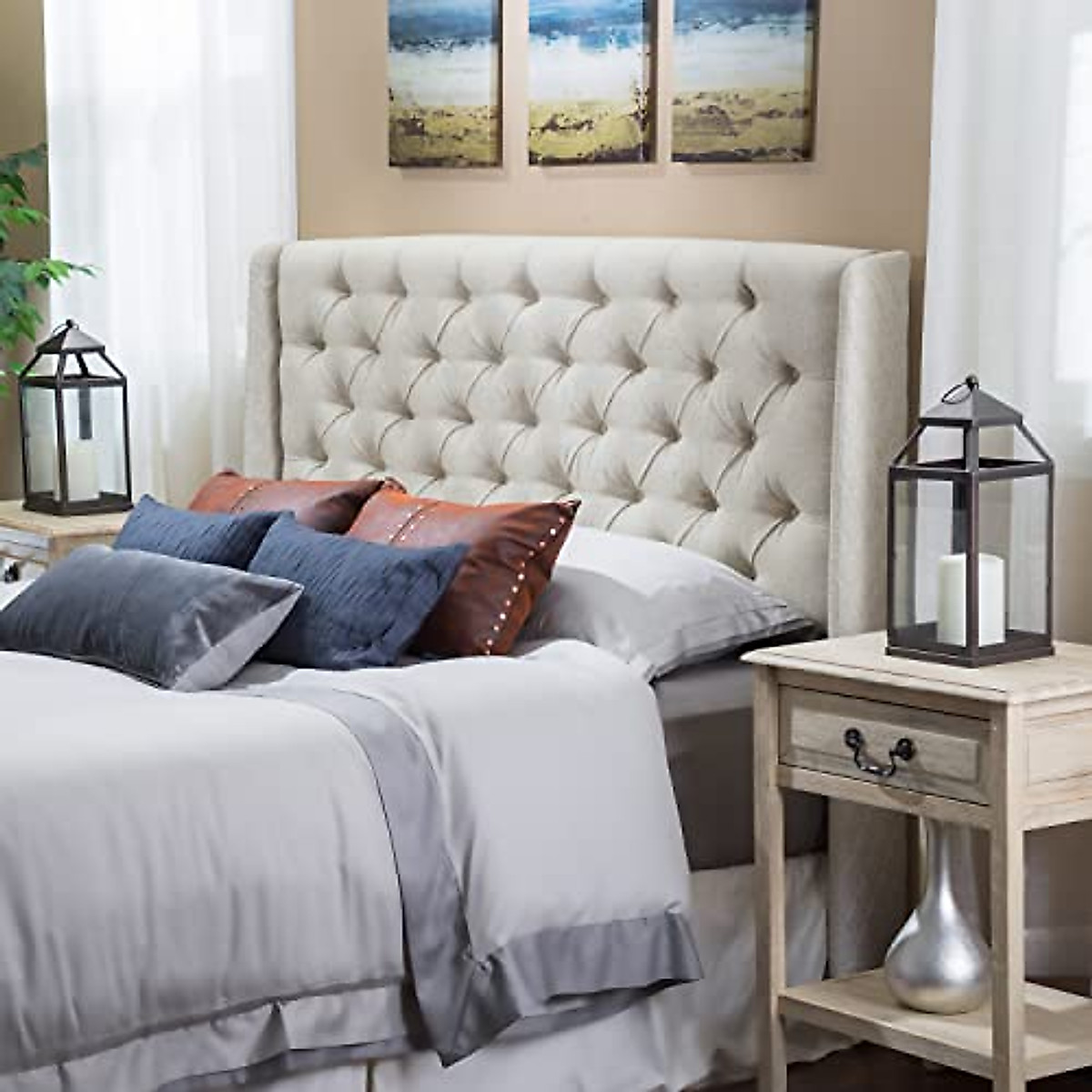 Christopher Knight Home Lidia Tufted Fabric Headboard, Queen / Full, Beige