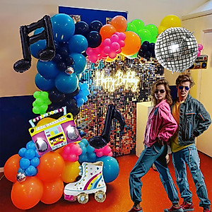 80s 90s Party Decorations 70s Retro Balloon Kit With Disco Ball Radio Skate Balloons For Freaknik Party Decor Disco Dj Music Throwback Birthdays, Proms, Back To The Future,Decades Dance themed Parties