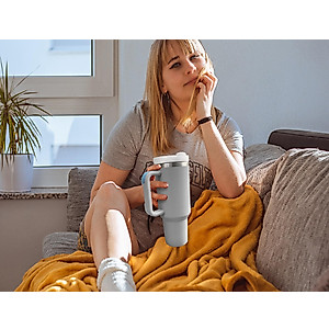 DLOCCOLD 30 oz Stainless Steel Tumbler with Handle, Insulated Tumbler With Lid & Straw, Travel Mug Cup Holder Friendly, Reusable Large Tumbler for for Water, Iced Tea or Coffee, Gift for Men Women