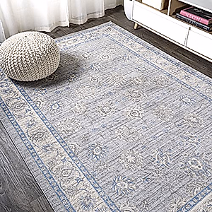 JONATHAN Y MDP101G-8 Modern Persian Vintage Moroccan Traditional Indoor Area-Rug Floral Easy-Cleaning Bedroom Kitchen Living Room, 8 X 10, Gray/Blue