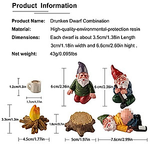 YARCHONN Miniature Garden Gnomes Ornament Outdoor, Resin Elf Statue, Funny Gnome Fairy Garden Accessories for Patio, Yard, Lawn or Home Garden Decorations, (6PK Drunking Theme)