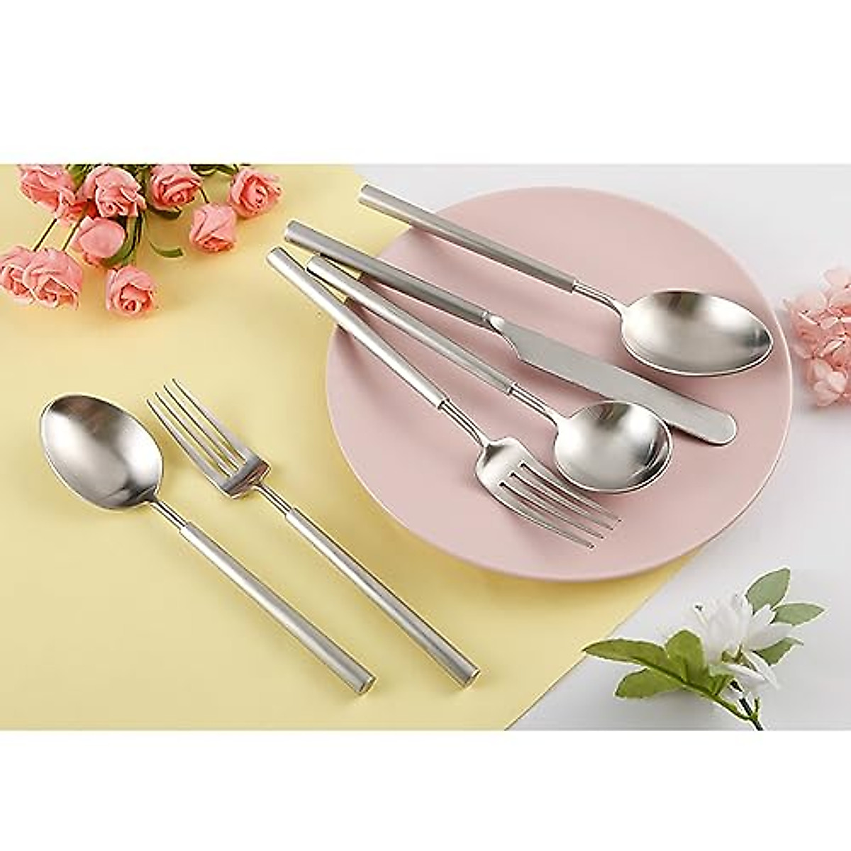 Unique Silverware Set 8/10 Stainless Steel Flatware Gold Cutlery Tableware Utensil Set Knives Forks Spoons,Mirror Polished Dinnerware Sets for Party Kitchen Small business 24-piece for 6