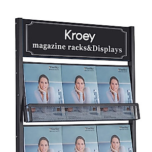 Kroey Floor Magazine Rack brochure Display Stand for Offices and Public Reception Area，Literature Rack with 4 Universal Wheels (70"×27×13.8")