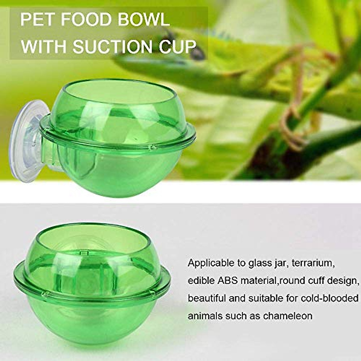 Suction Cup Reptile Feeder, Anti-Escape Reptile Food Bowl, Chameleon Bowl, Worm Live Fodder Container ,Translucent Home Pet Feeder Supplies Accessories for Tortoise Gecko Snakes Chameleon Iguana