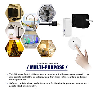 Garbage Disposal Wireless Switch Kit, Self-Powered Portable Remote Control Outlet Switch, Sink Top Wireless Switch Controller by CLEESINK
