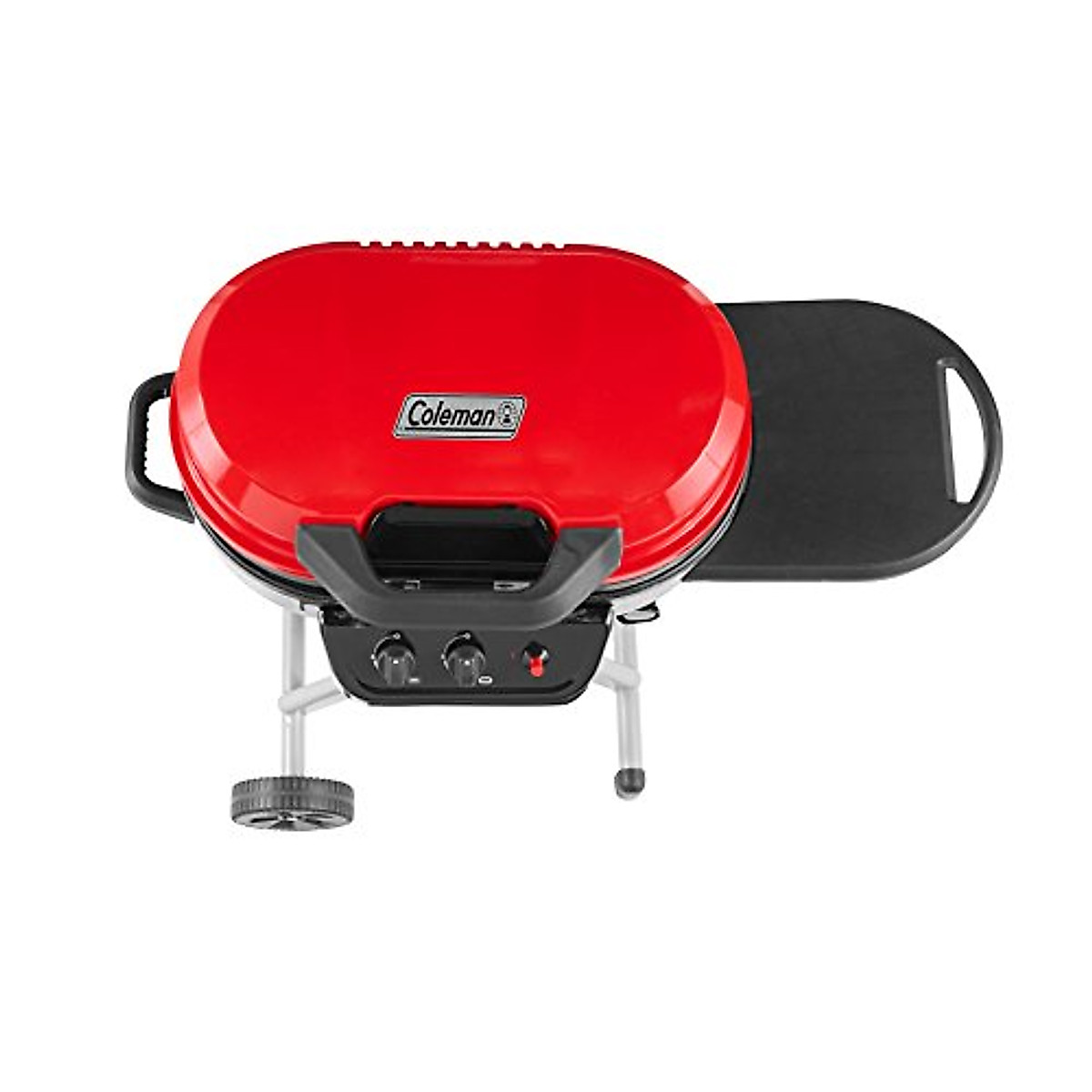 Coleman RoadTrip 225 Portable Stand-Up Propane Grill, Gas Grill with InstaStart Push-Button Ignition, Folding Legs & Wheels, Grease Tray, Side Table, & 11,000 BTUs of Power; 225 Sq. In. Cooking Area