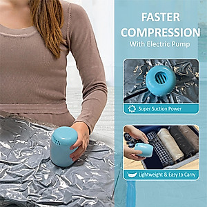 Vacuum Storage Bags with Electric Pump, 10 Jumbo Space Saver Bags Vacuum Seal Bags with Pump, Space Bags, Vacuum Sealer Bags for Clothes, Comforters, Blankets, Bedding