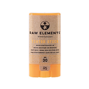 Raw Elements Tinted Face Stick All-Natural Mineral Sunscreen | Non-Nano Zinc Oxide, 95% Organic, Very Water Resistant, Reef Safe, Non-GMO, Cruelty Free, SPF 30+, All Ages Safe, Moisturizing, 0.5oz
