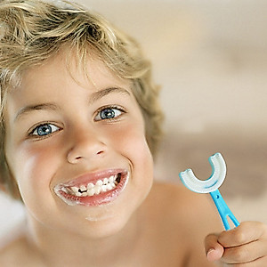 QPEY 2 Pcs Kids U- Shaped Toothbrush, Soft Silicone Brush Rounded Kids U Shape Toothbrush for Cleaning Teeth