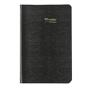Brownline 2024 Essential Weekly Planner, Appointment Book, 12 Months, January to December, Twin-Wire Binding, 8" x 5", Black (CB75.BLK-24)